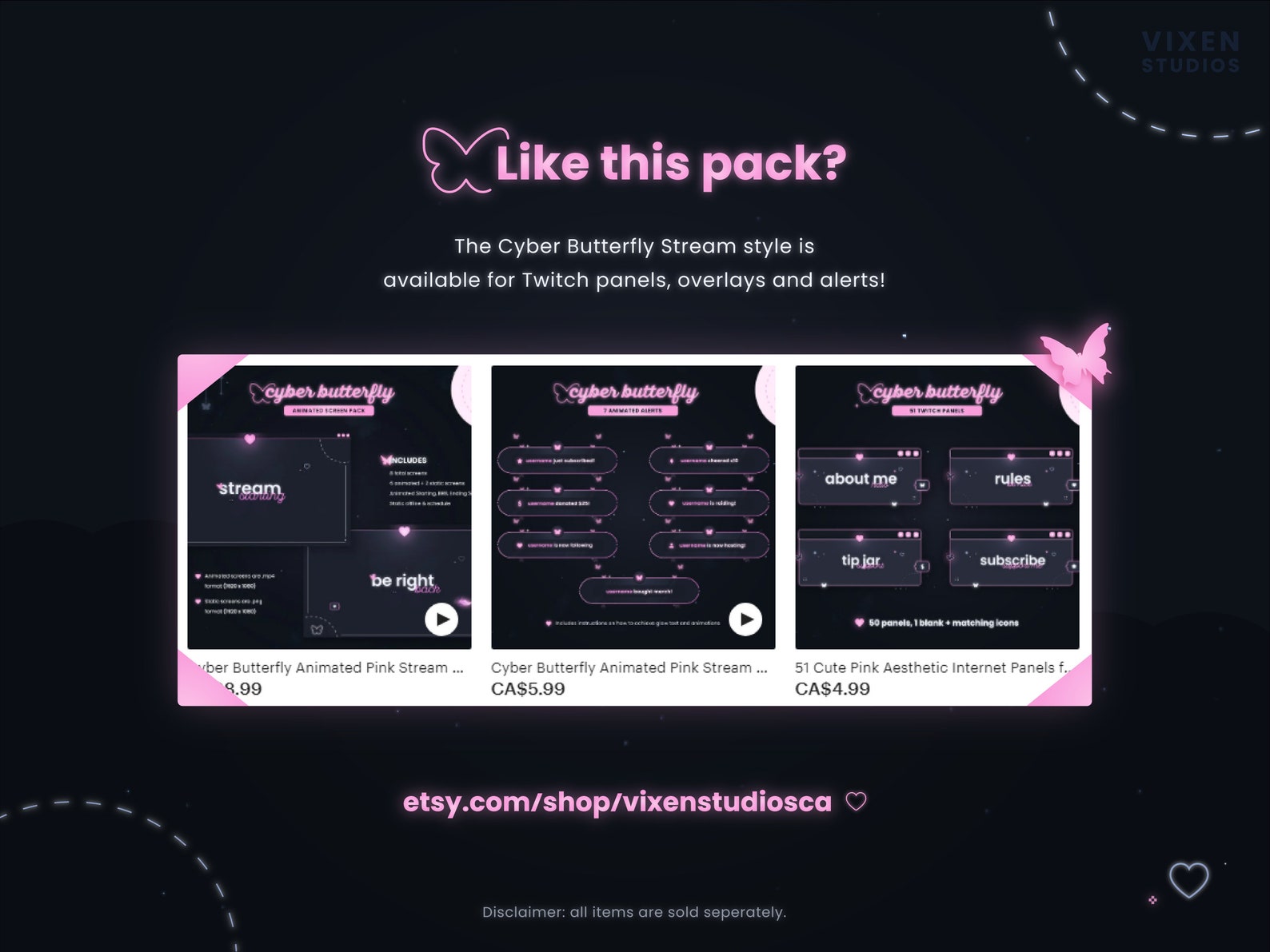 Cyber Butterfly Animated Pink Stream Screens With Schedule - Etsy Canada