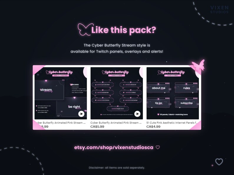 Cyber Butterfly Animated Pink Stream Alerts Butterfly - Etsy