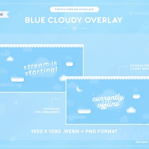 Animated Blue Cloudy Aesthetic Cute Stream Overlays | Starting Soon, Be ...