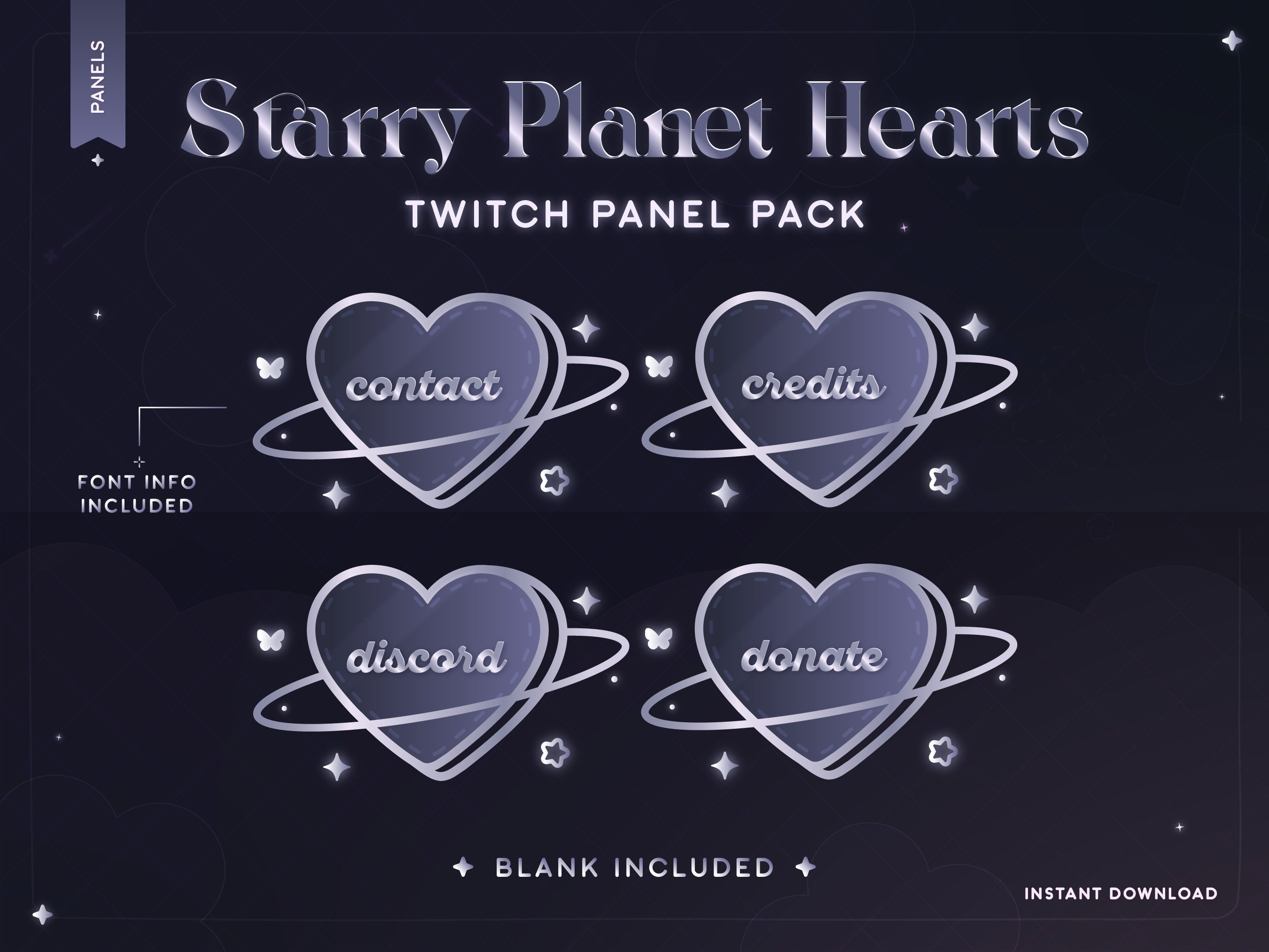 26 Dark Blue Starry Planet Heart Panels With Starry and Butterfly ...