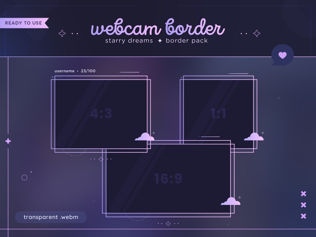 Starry Dreams Animated Webcam Borders | Twitch | Camera | Game ...