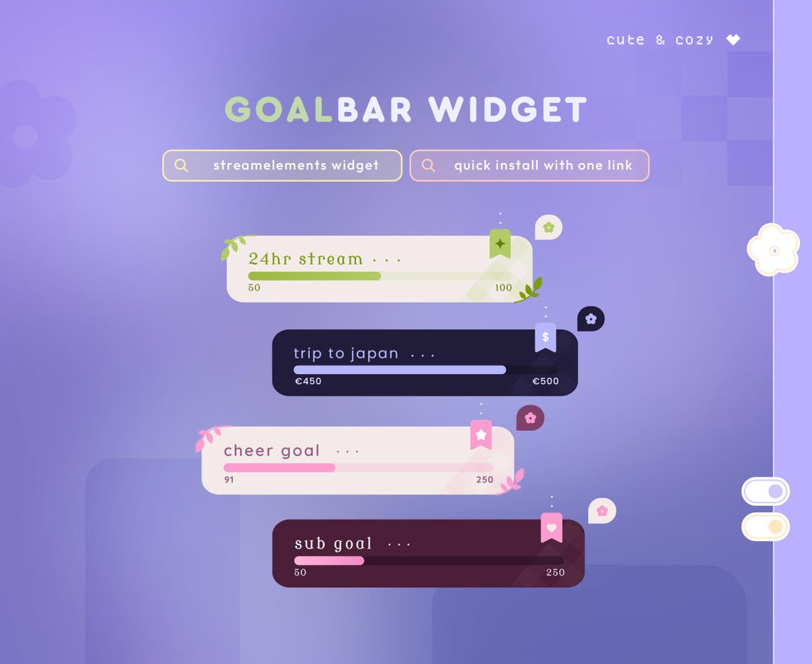 Cozy Flower Stream Goal Widget for Twitch Streamers | Fully ...