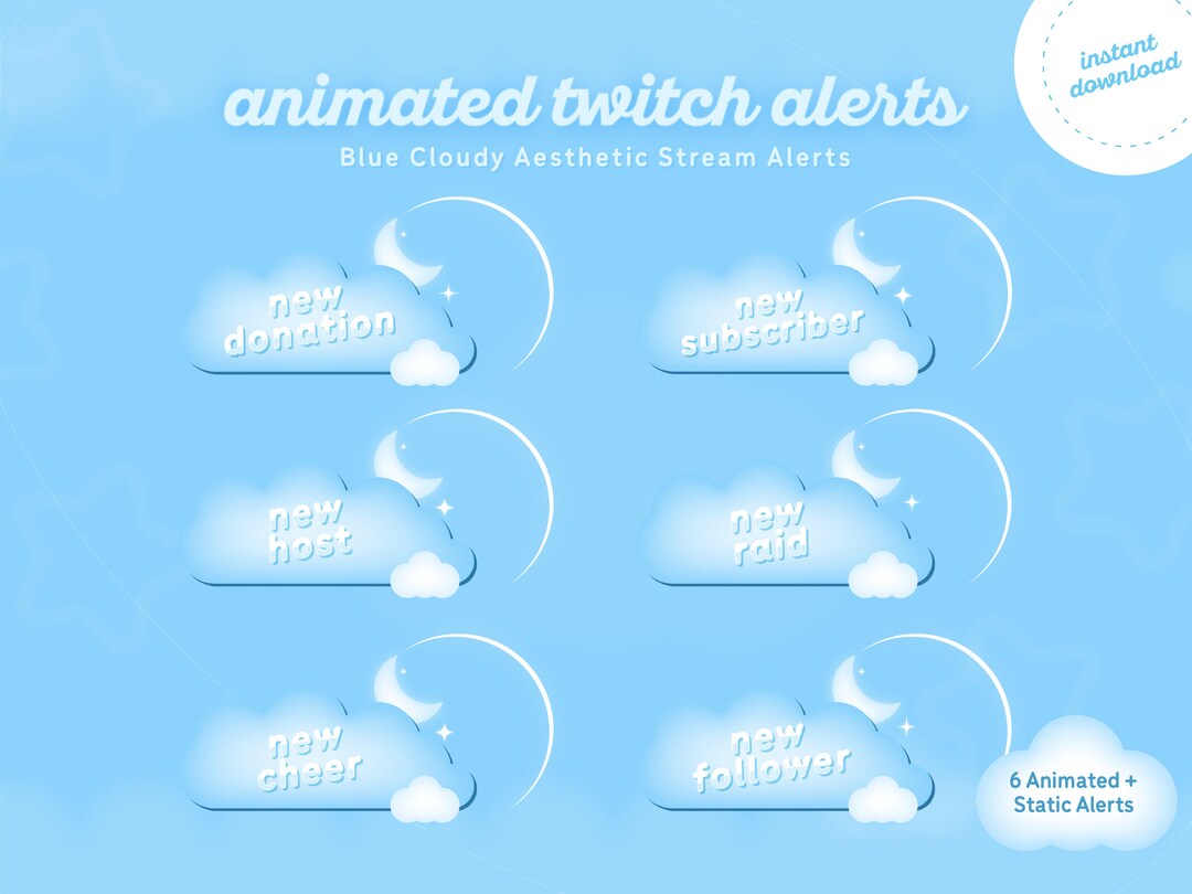 Animated Blue Cloud Aesthetic Cute Stream Alerts Cute - Etsy UK