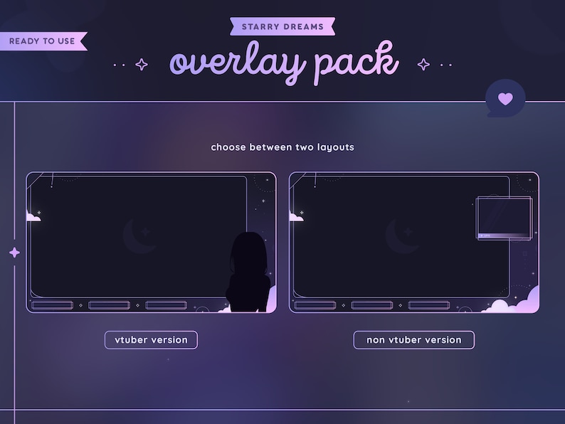 Starry Dreams Overlay Pack (vtuber and Non Vtuber Versions) | Celestial ...