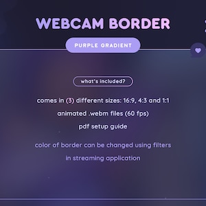 Animated Purple Gradient Webcam Borders | Twitch | Youtube | Camera ...
