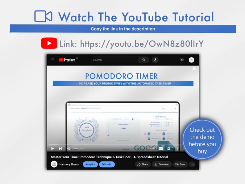 Pomodoro Task Doer - Google Sheets 2025 Productivity Planner Template ...