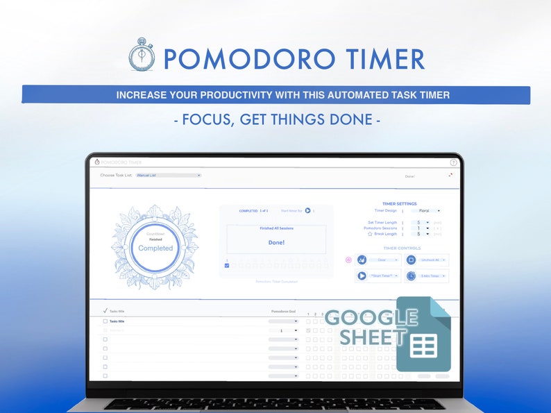 Pomodoro Task Doer Plantilla de planificador de productividad de Google ...