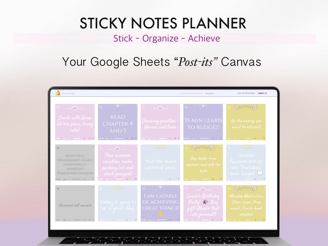 Sticky Notes Planner - Google Sheet Canvas for Your Creativity | 2024 ...