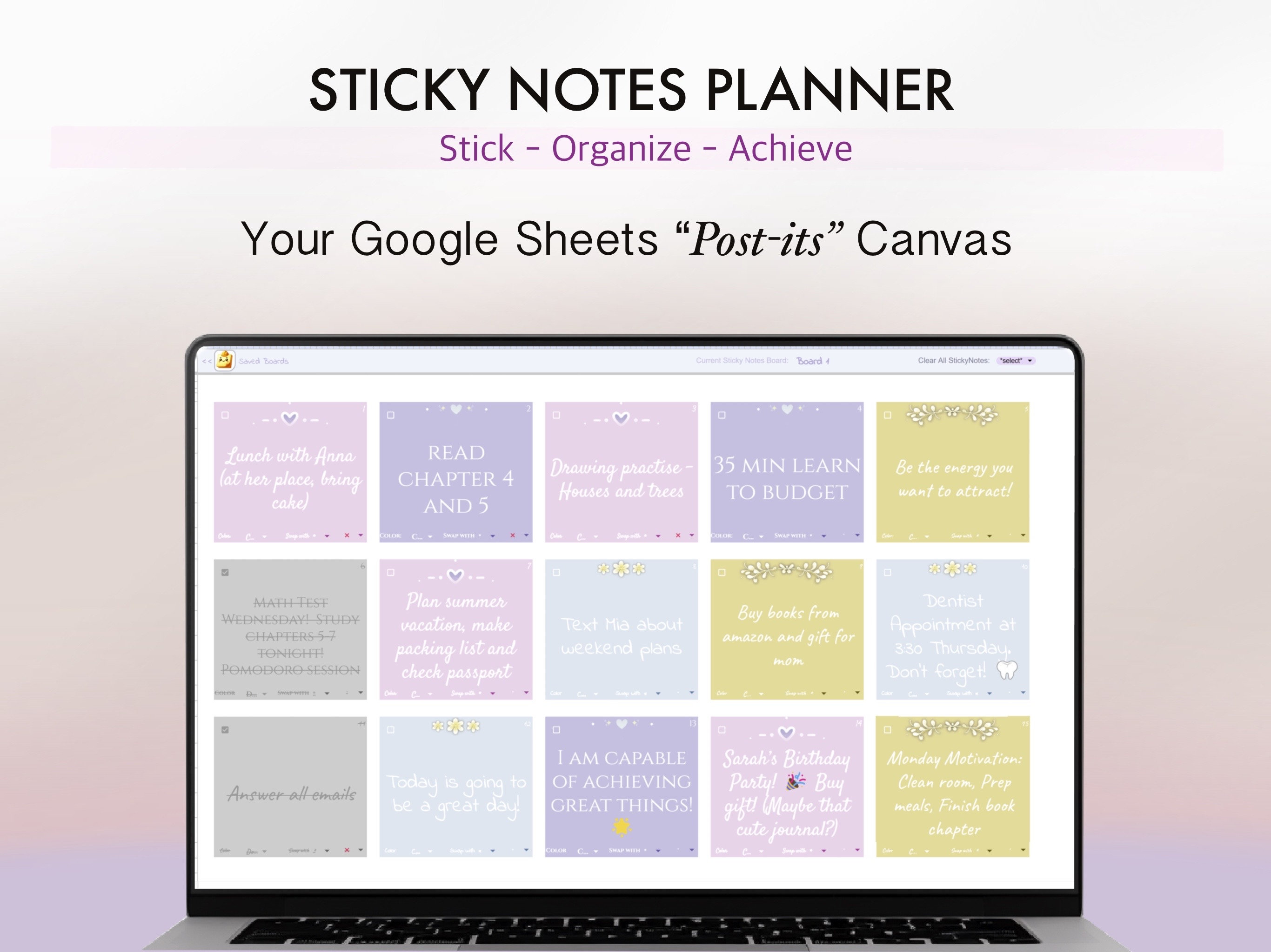 Sticky Notes Planner - Google Sheet Canvas for Your Creativity | 2024 ...