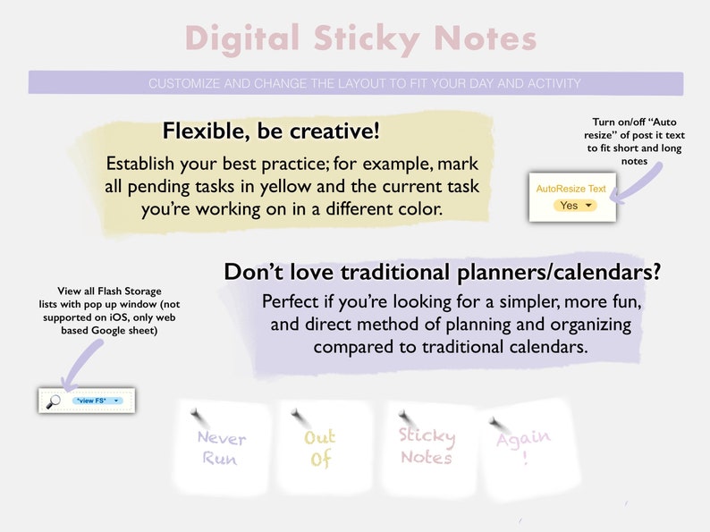 Sticky Notes Planner - Google Sheet Canvas for Your Creativity | 2024 ...