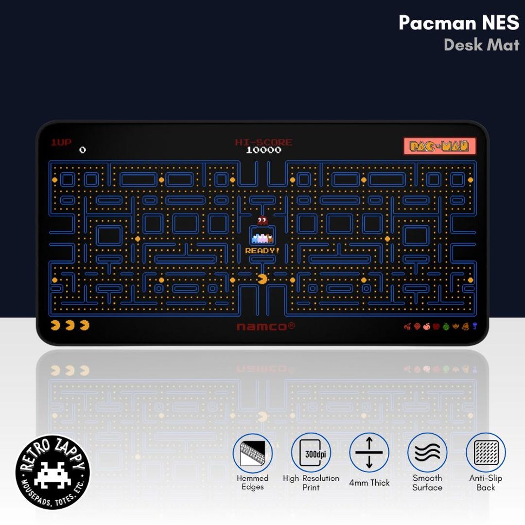 Retro Gaming Desk Mat - Pac-man, High Resolution, Available in 2 Sizes ...