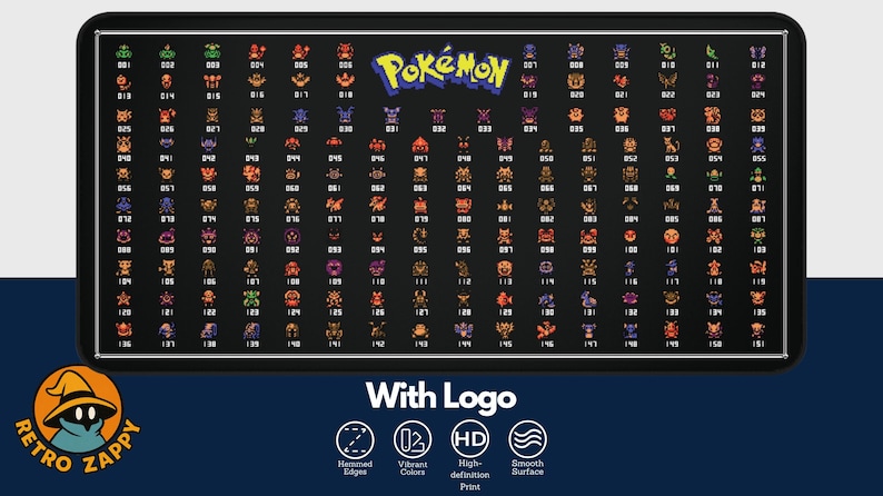 Pokemon Gen 1 Desk Mat – XL / XXL Gaming Mouse Pad, Extended Desk Mat ...