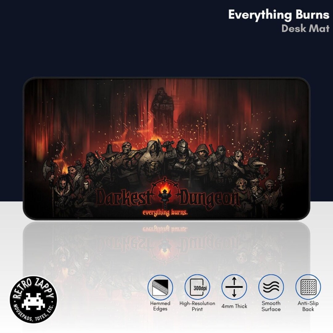 Darkest Dungeon Everything Burns Desk Mat – XL / XXL Gaming Mouse Pad ...