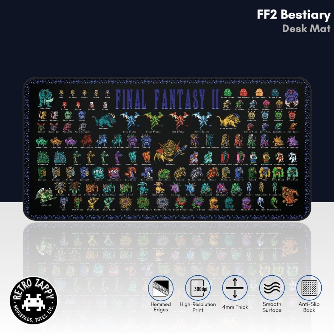 RPG Desk Mat - FF2 Bestiary, High Resolution, 2 Sizes Available XL XXL ...