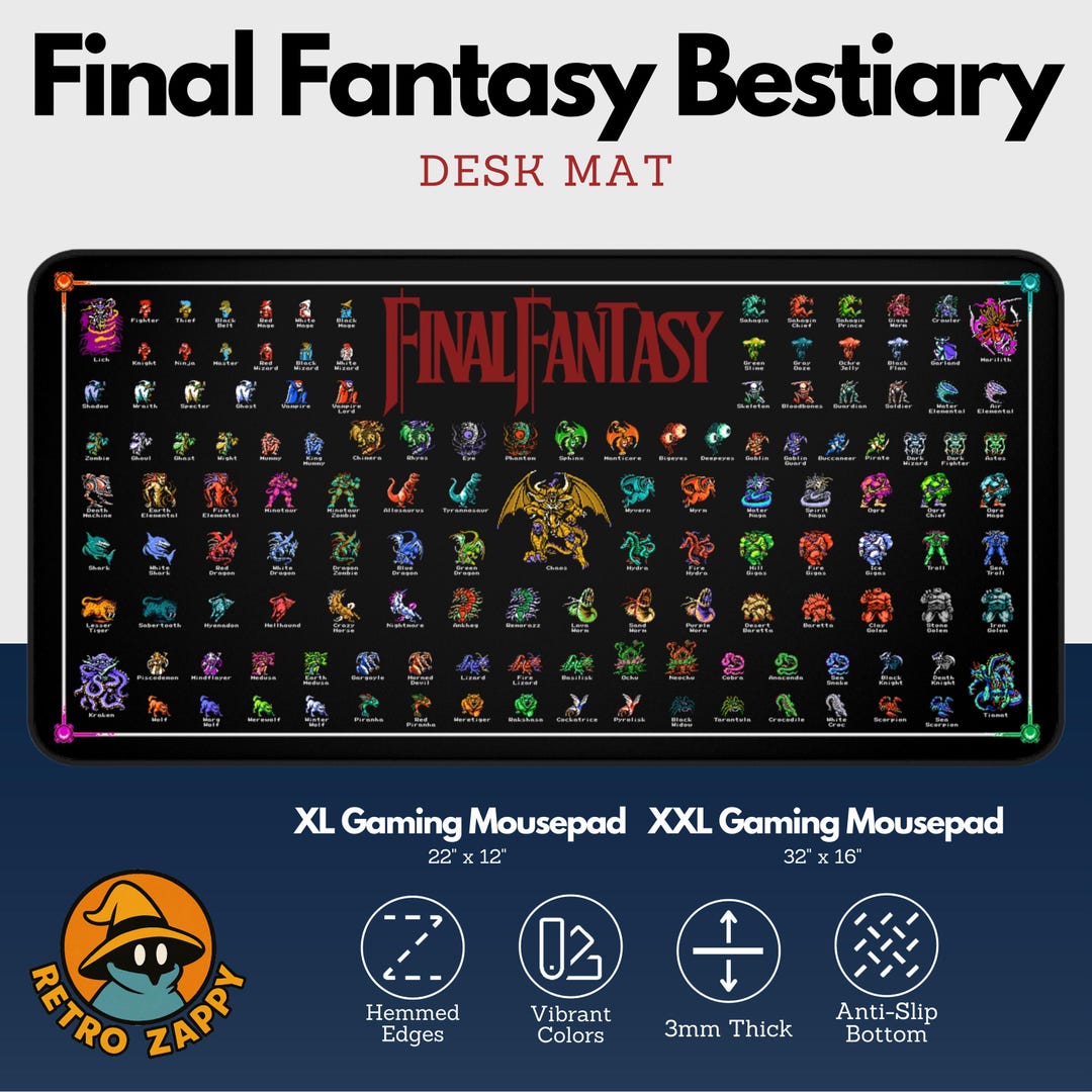 Final Fantasy Bestiary - Gaming Desk Mat, Three Variations, Different ...