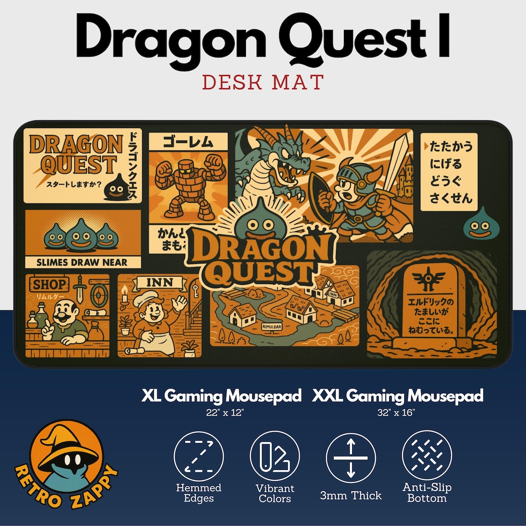 Dragon Quest Comic Desk Mat – XL / XXL Gaming Mouse Pad, Extended Desk ...