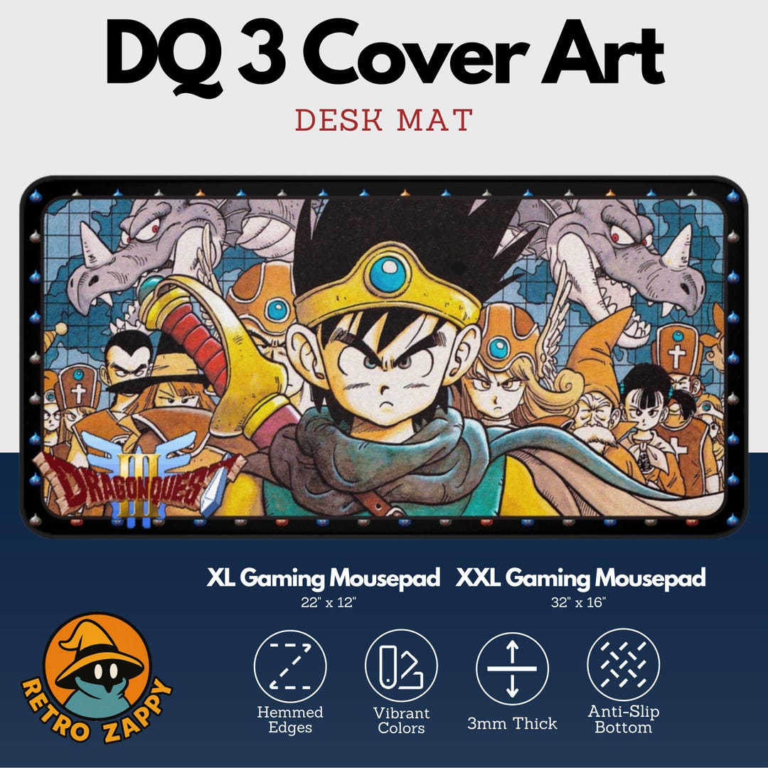 Dragon Quest 3 Cover Art - Gaming Desk Mat, Two Variations, Different ...