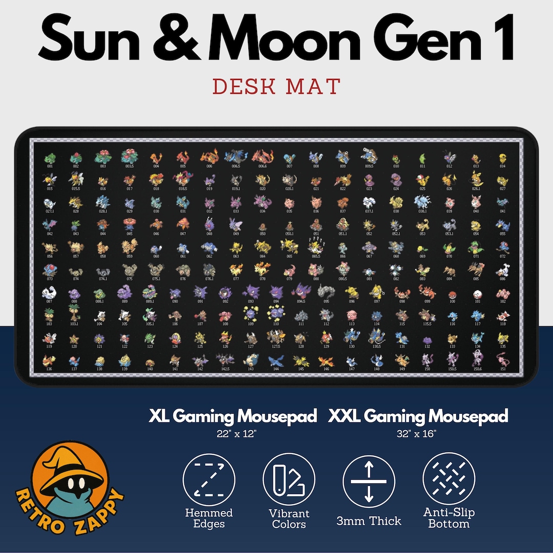 Pokemon, Sun & Moon Generation 1 – XL / XXL Gaming Mouse Pad, Extended ...