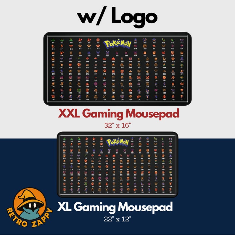 Pokemon Gen 1 Desk Mat – XL / XXL Gaming Mouse Pad, Extended Desk Mat ...