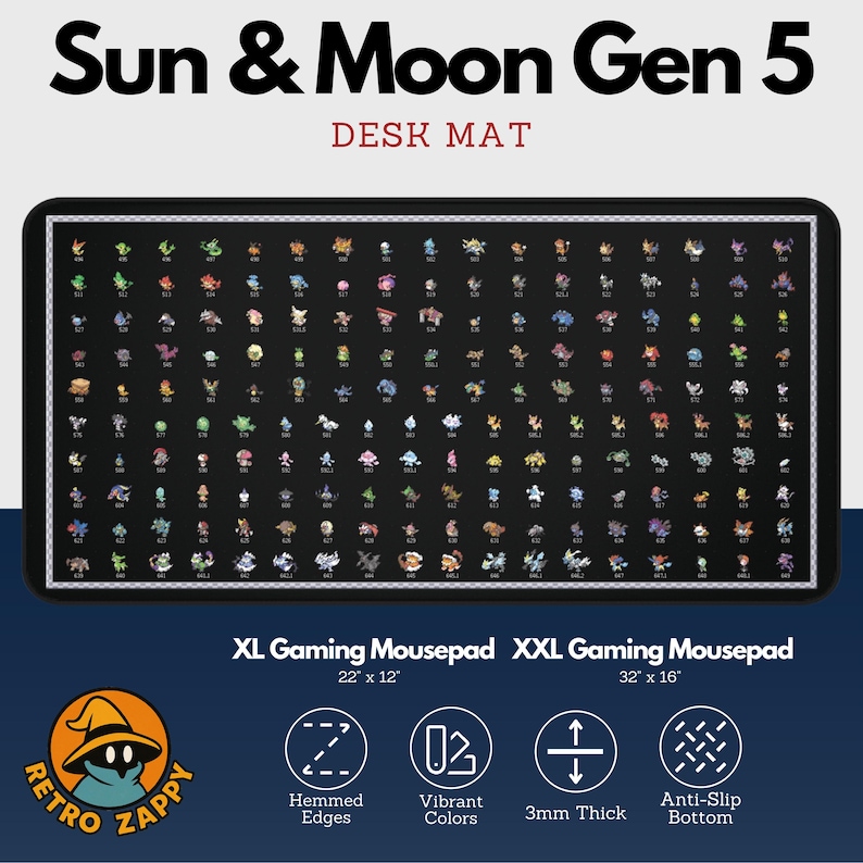 Pokemon, Sun & Moon Generation 5 – XL / XXL Gaming Mouse Pad, Extended ...
