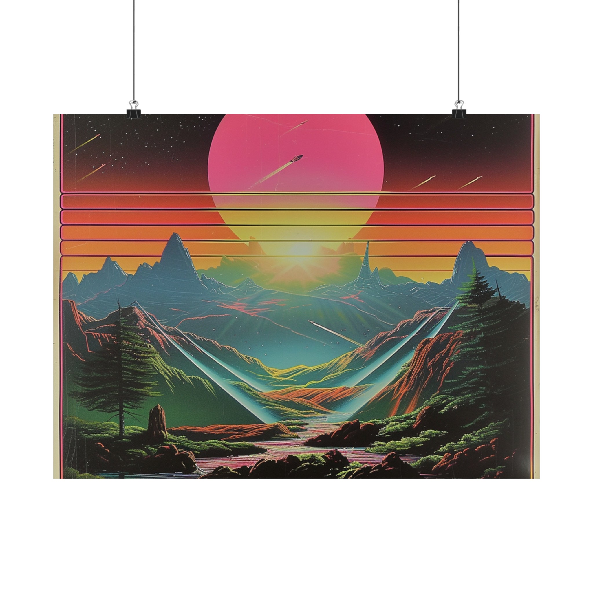 80s/90s Futuristic Trippy Tron Wall Art - Etsy