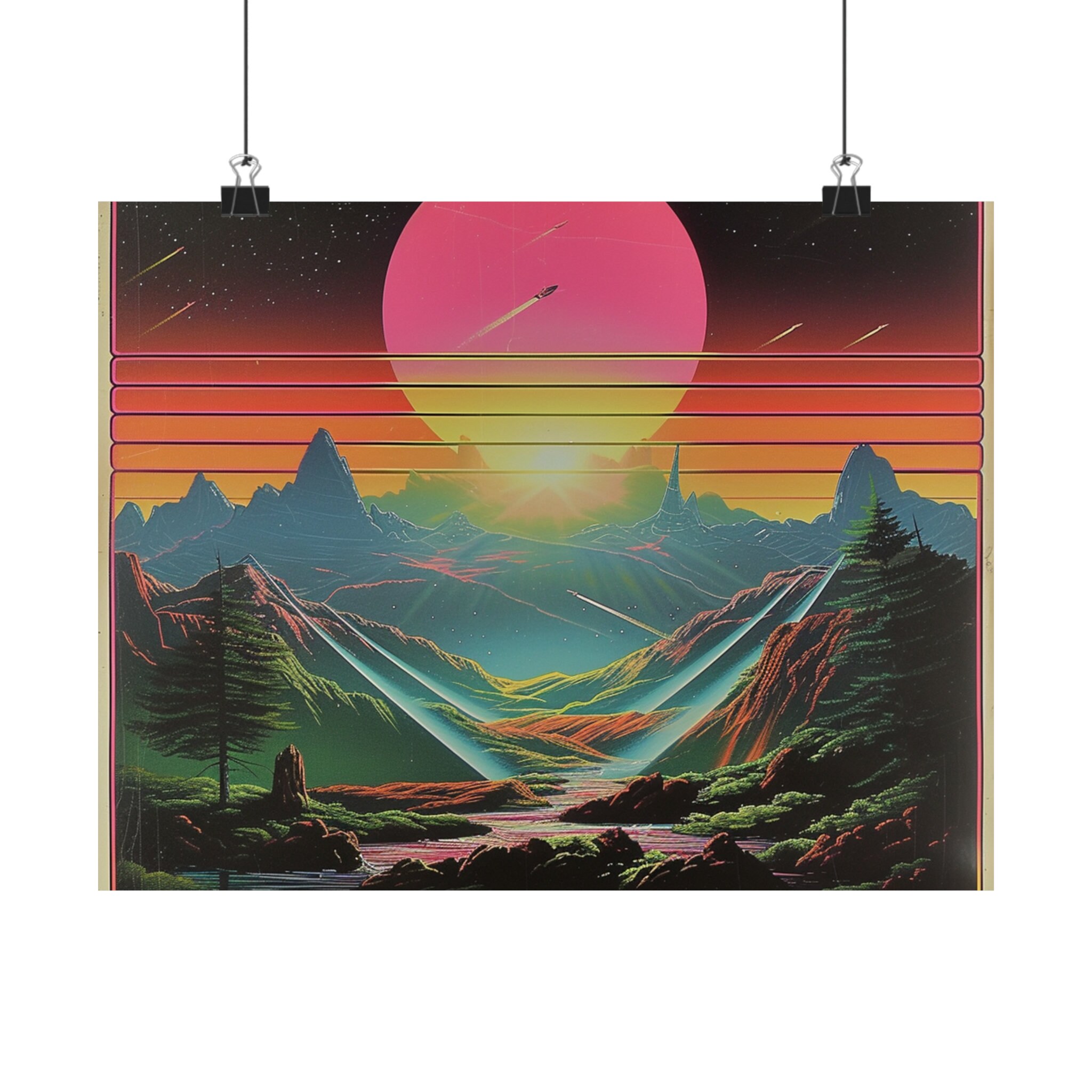 80s/90s Futuristic Trippy Tron Wall Art - Etsy