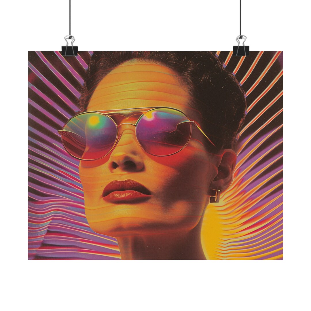 80s/90s Futuristic Trippy Tron Wall Art - Etsy