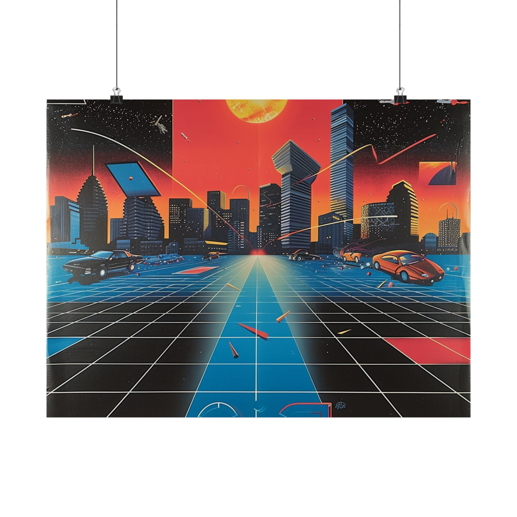 80s/90s Futuristic Trippy Tron Wall Art - Etsy