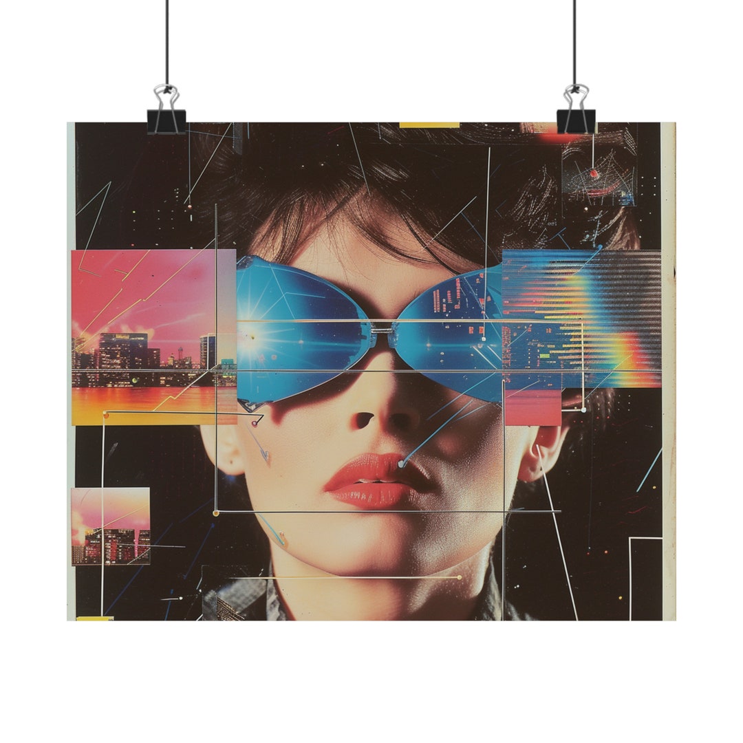 80s/90s Futuristic Trippy Tron Wall Art - Etsy