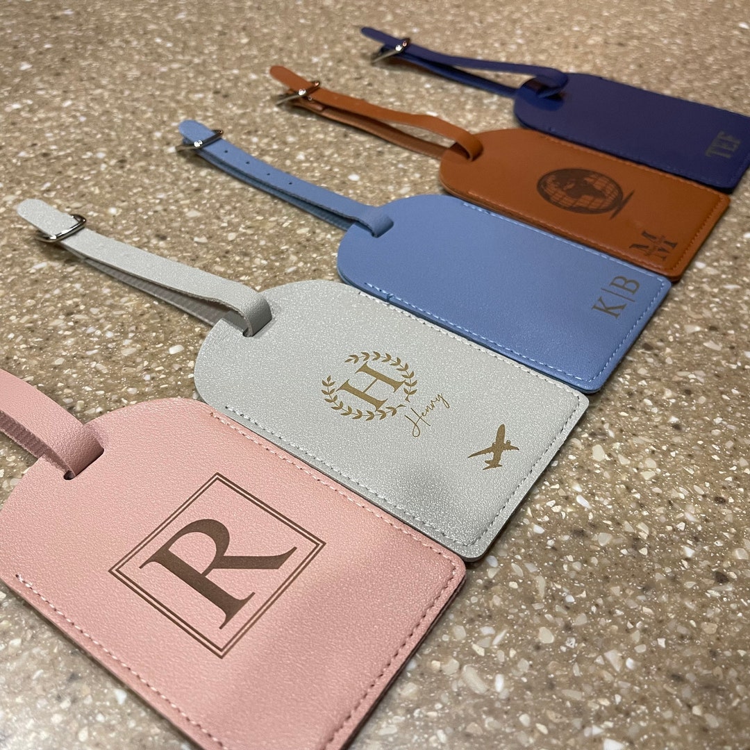 Personalized Leather Luggage Tag, Custom Vegan Luggage Tag, Custom Leather Travel Tag, Vegan ...