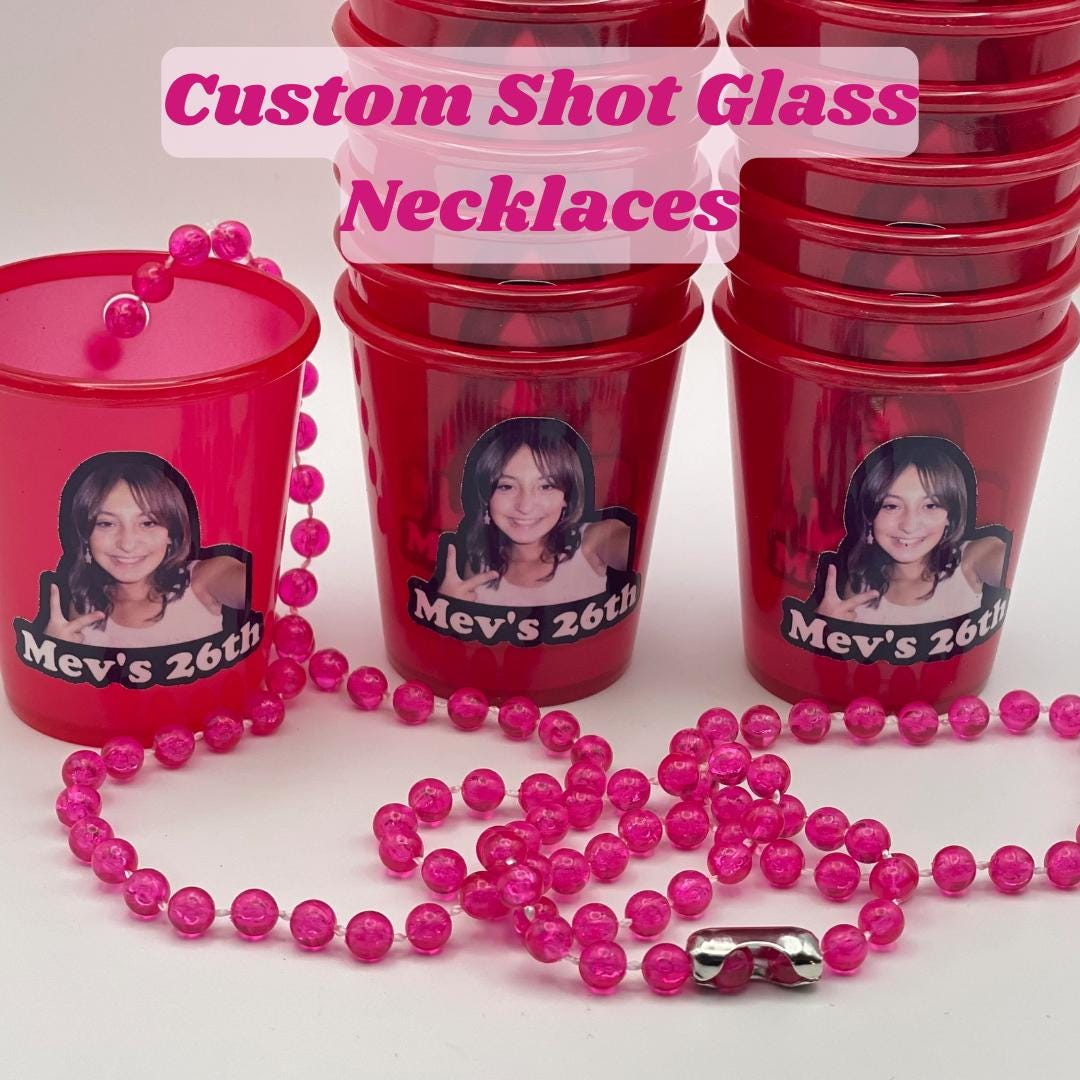 MULTIPLE COLORS - Personalized Shot Glass Necklaces, Custom Bulk Shot ...