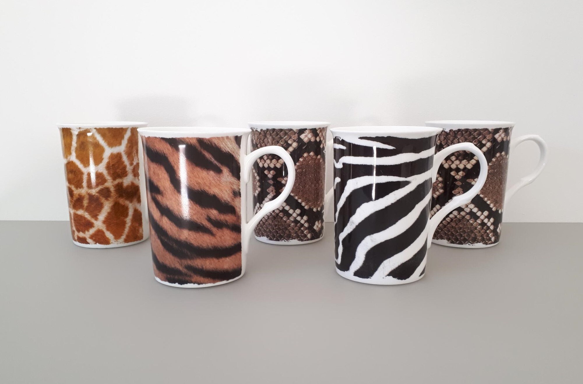 Marilynsvintagenl Set of 5 Zoo Animal Bone China Mugs - Etsy