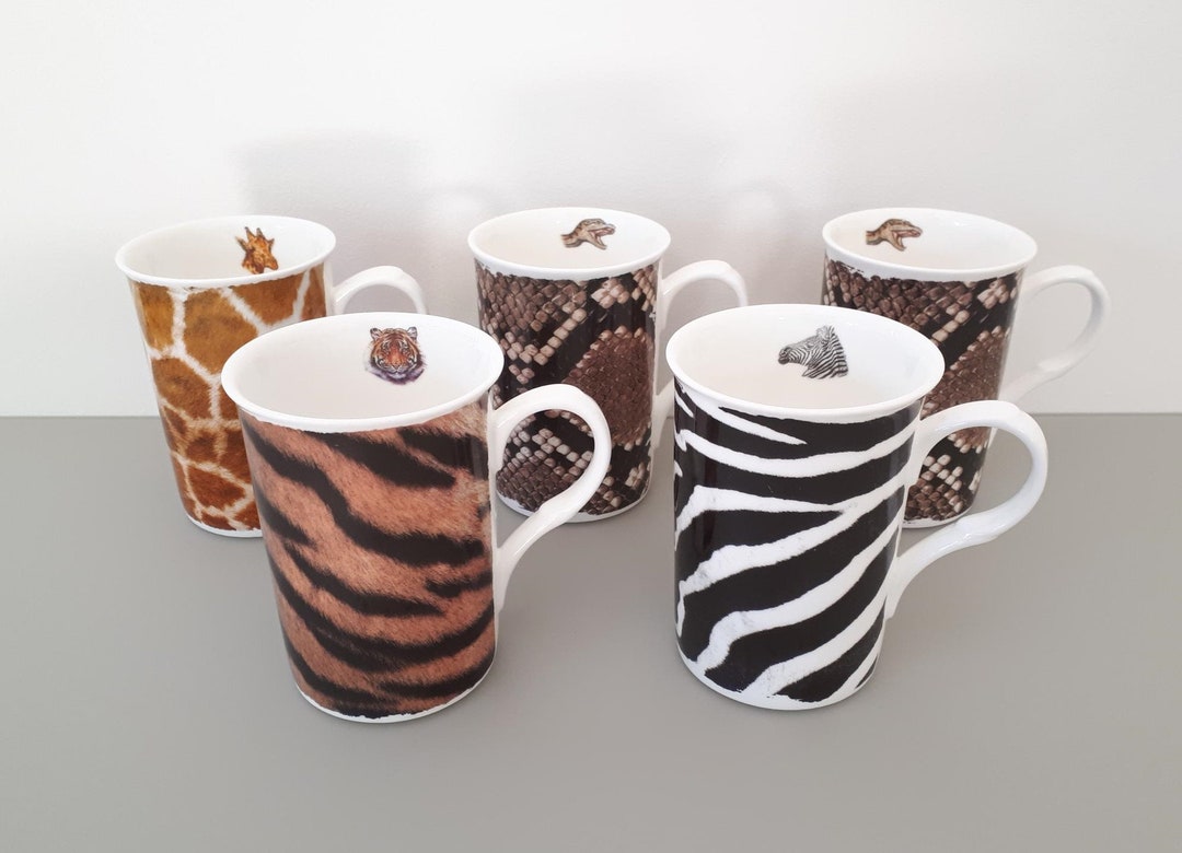 Marilynsvintagenl Set of 5 Zoo Animal Bone China Mugs Safari Animal ...