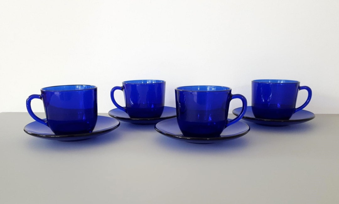 Marilynsvintagenl Set of 4 VERECO FRANCE Cobalt Blue Tea Cups With ...