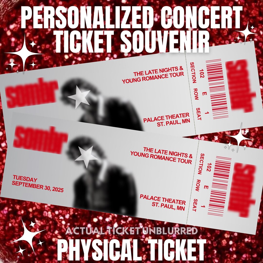 Somber Concert Ticket Somber Merch Custom Personalized Souvenir ...