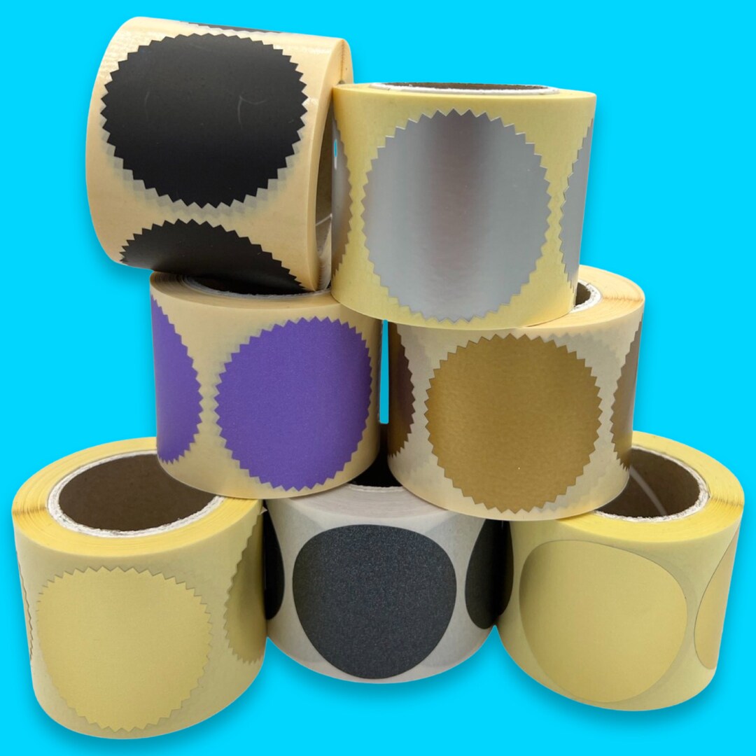 250 XL Embossed Stickers on a Roll, 47mm, Gold, Dull Gold, Silver, Matt ...