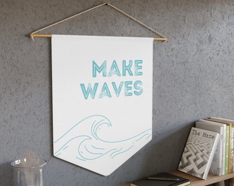 MAKE WAVES Banner, Surf Pennant, Surf Wall Banner, Surf Wall Decor ...