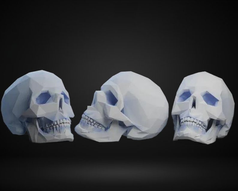 3D Printed Low Poly Skull / Low Poly Skull / Skull / Toy Skull ...