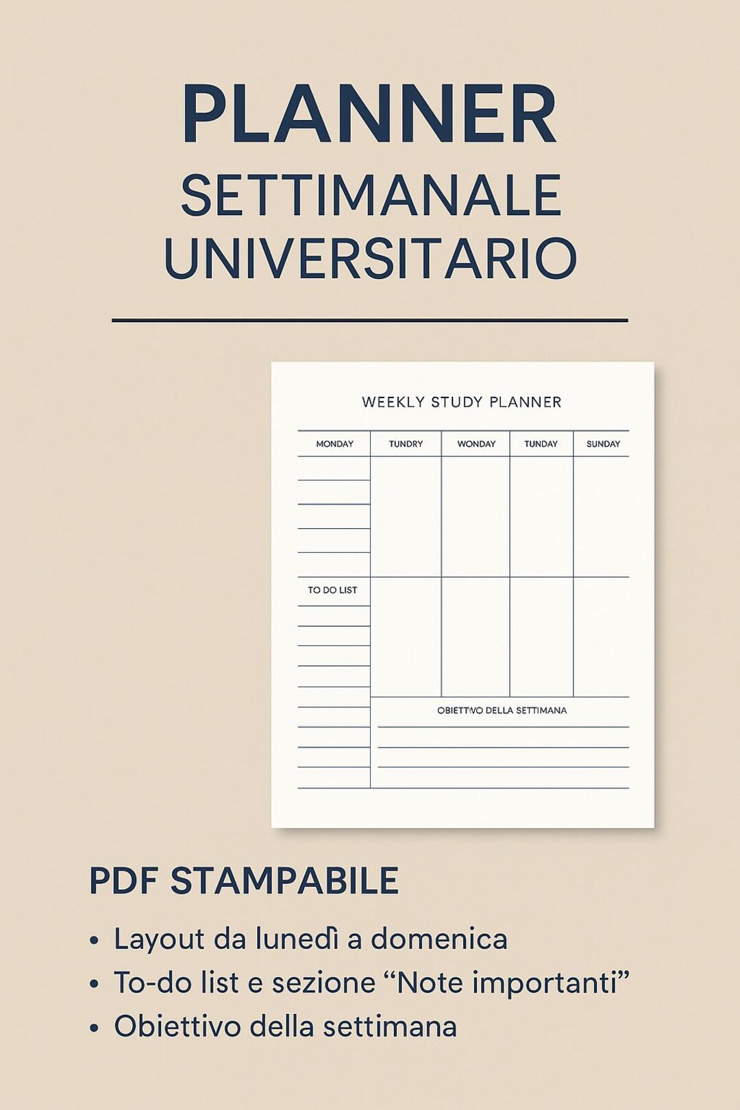 University Weekly Planner.pdf Printable. - Etsy