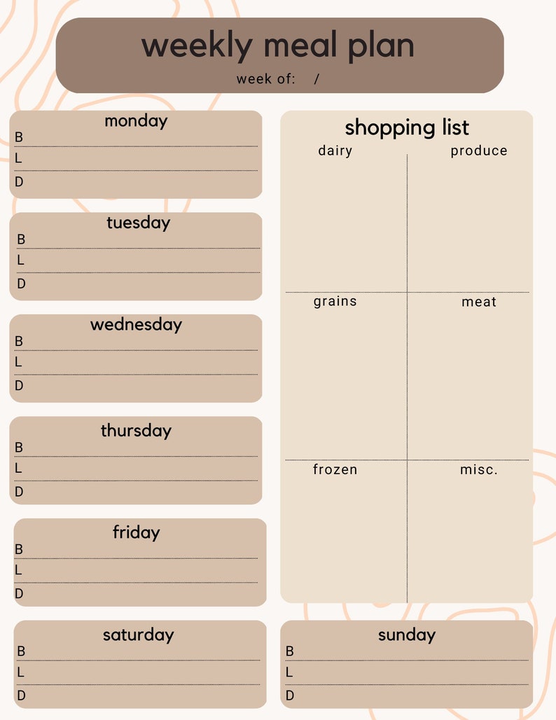 Meal Planning Template, Weekly Meal Plan, Printable, Digital Meal Plan ...