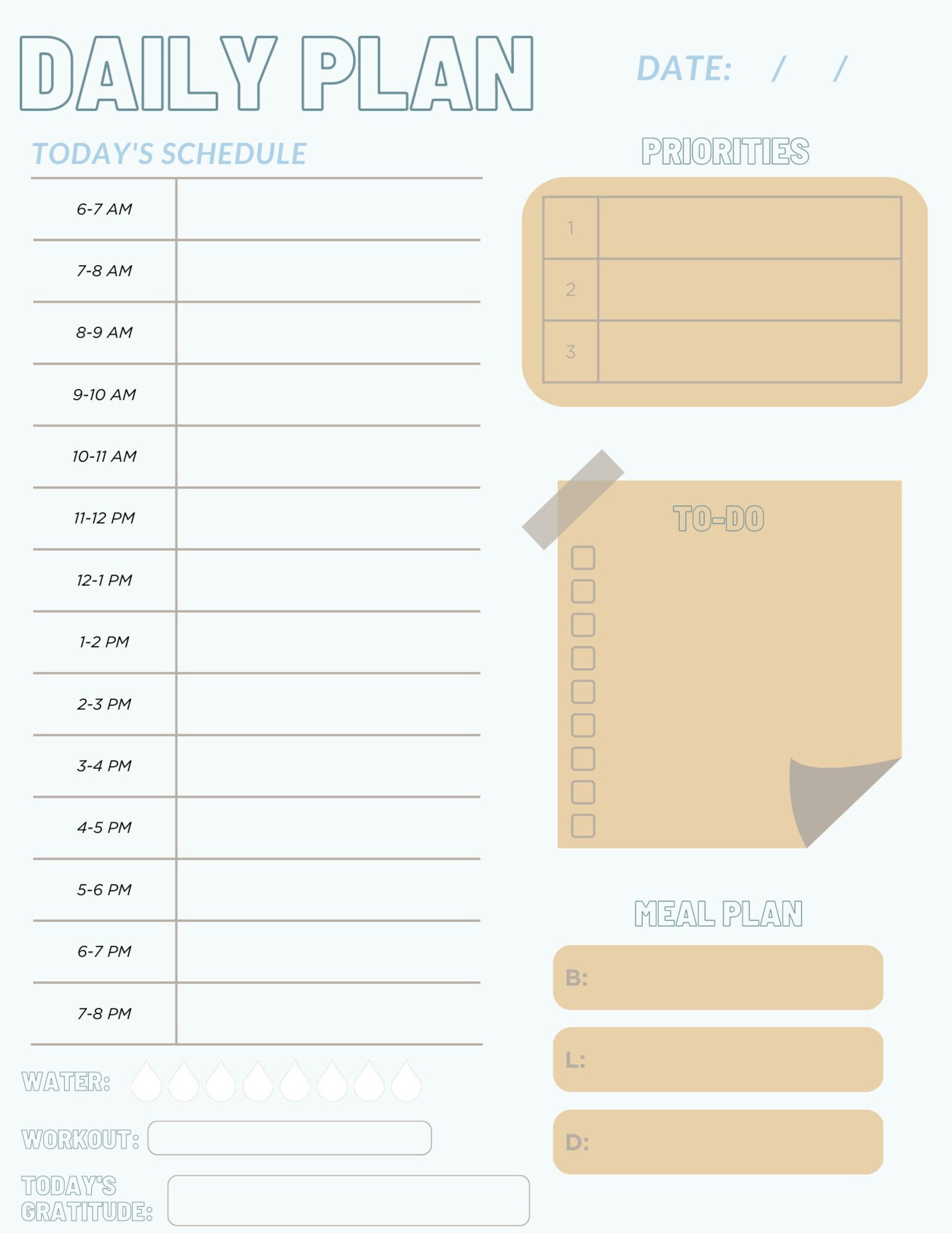 Daily Planner, Printable, Hourly, Priorities, 24 Hour Planner, for iPad ...