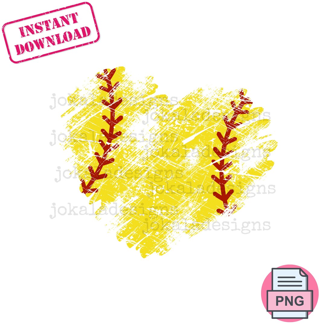 Softball PNG, Distressed Softball, Tshirt Design, Digital Art Download ...