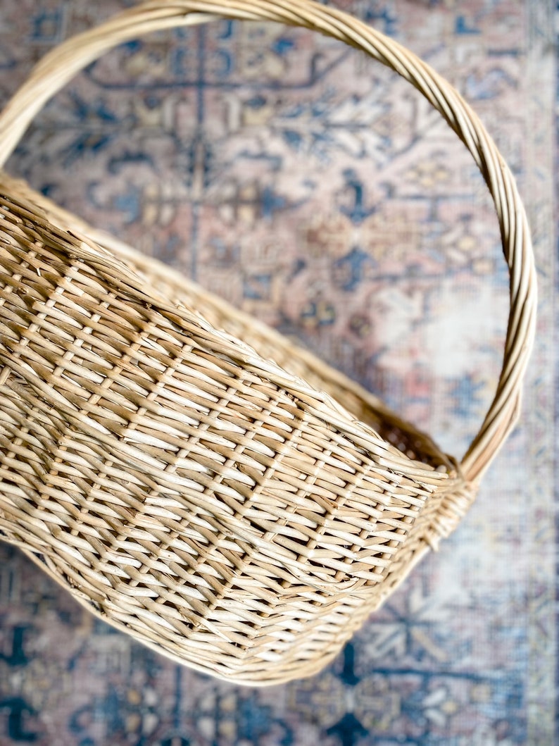 Oversized Vintage Wicker Basket / Large Gift Basket With Handle ...
