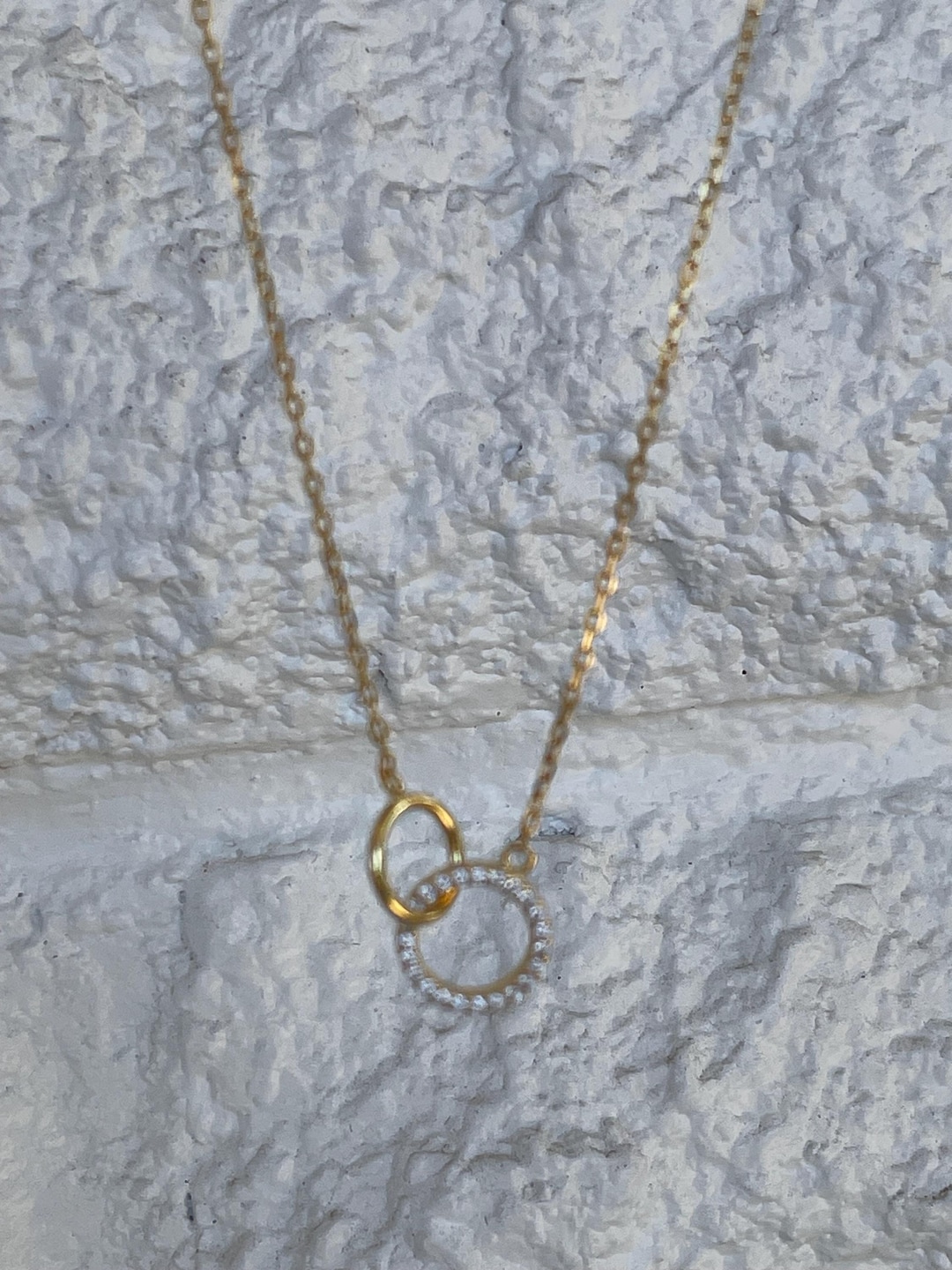 Dainty Interlock Pendant Necklace: Gold Over Sterling Silver, CZ Circle ...