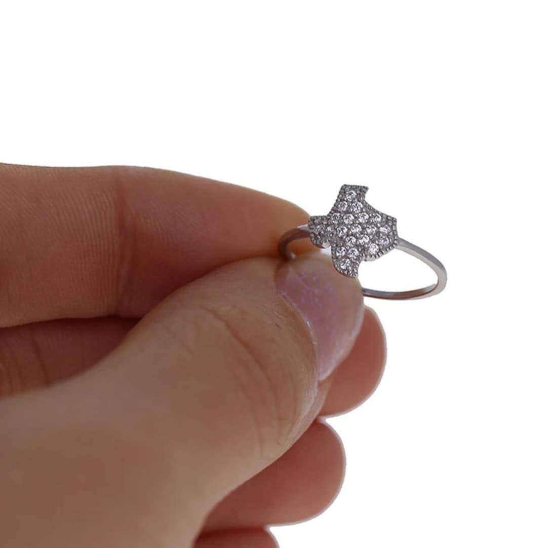 Sparkle Texas Ring: Dainty Sterling Silver CZ State Ring - Etsy