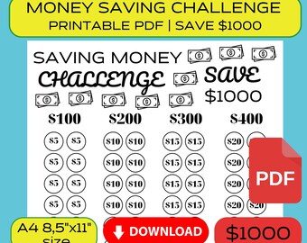 Money Saving Challenge, Savings Tracker Printables, Savings Tracker ...