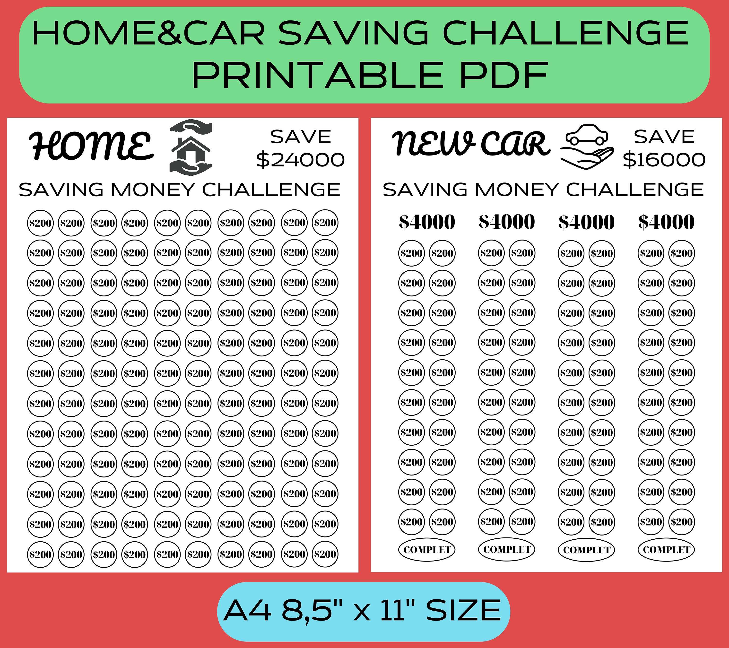 CAR&HOME SAVING Challenge, Save 1600024000 Dollars, Savings Tracker ...