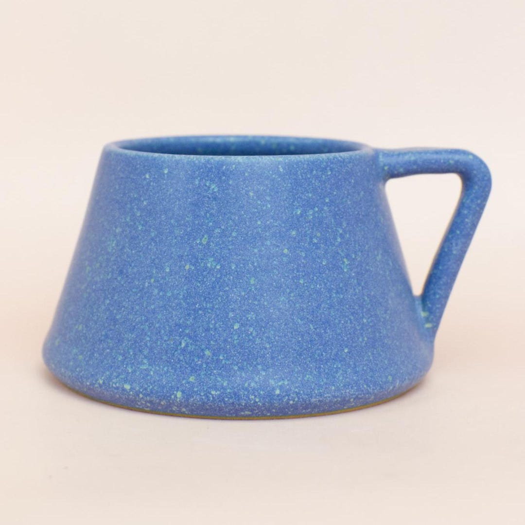 Conical Coffee Mug angular Handle Handmade Ceramics Speckled Mug Unique ...