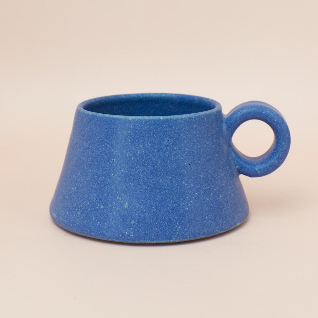 Conical Cortado Mug small Speckled Blue Colored Mug Unique & Funky ...