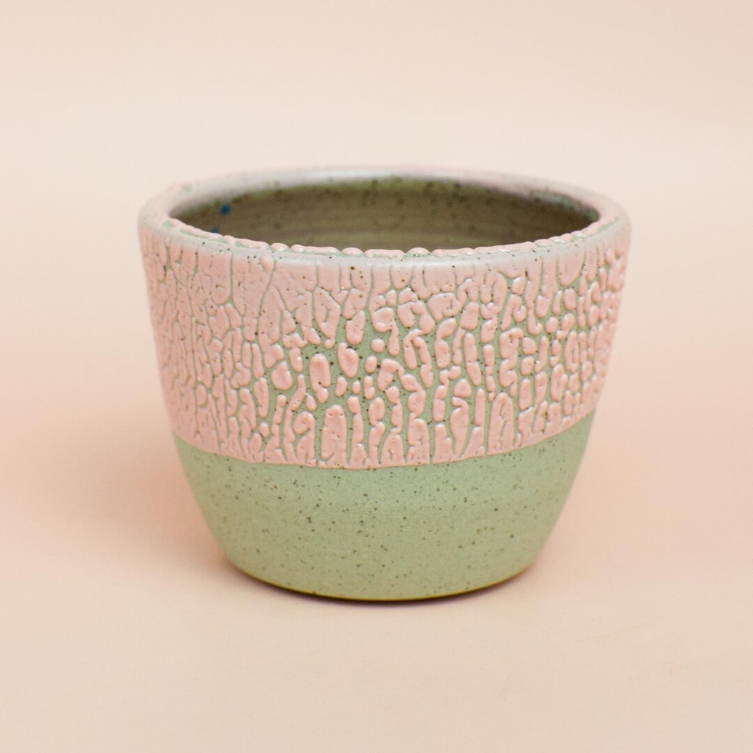 Funky Ceramic Espresso Cup - Crackle Glaze - Unique Shot Glass - Pink ...